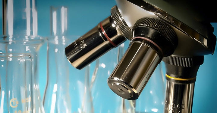 Microscope and glass containers | UC San Francisco